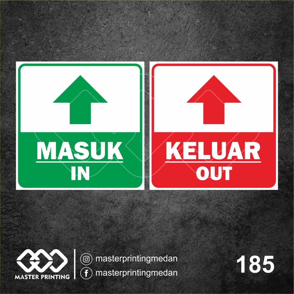 Jual 185 - Stiker Petunjuk Arah Masuk dan Keluar, In Out, Sticker Vinyl ...