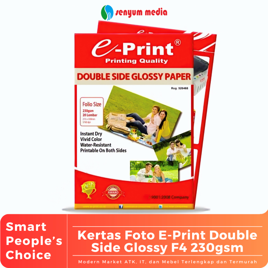 Jual Kertas Foto E-Print Double Side Glossy F4 230gsm (1 Pak Isi 20 ...