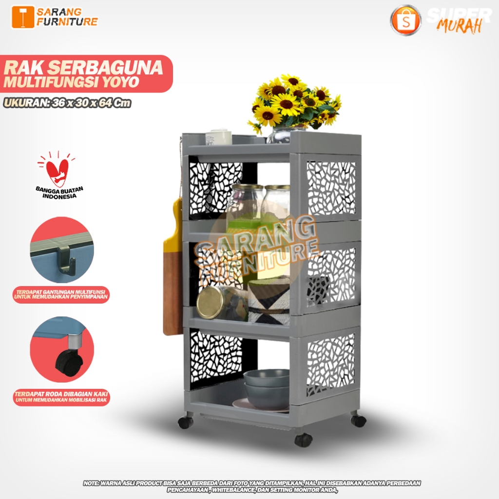 Jual Rak Yoyo Rak Serbaguna Tabitha Original Rak Dorong Roda USAGI RSTK ...