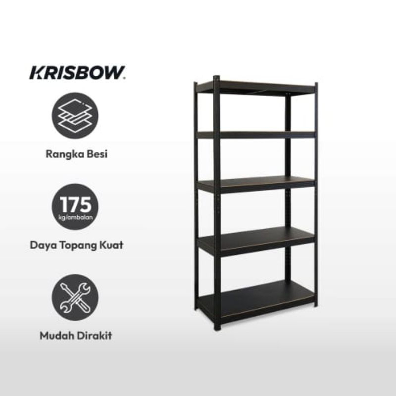 Jual Krisbow 90x30x180 Cm Rak Besi 5 Tingkat Hitam Ace Hardware ...