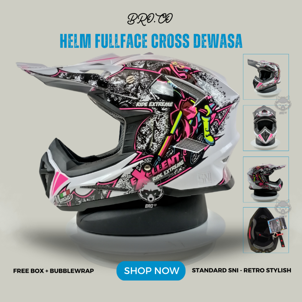 Jual Helm Cross Branded JPN Full Face Cross Motor Trail Exellent Ride ...