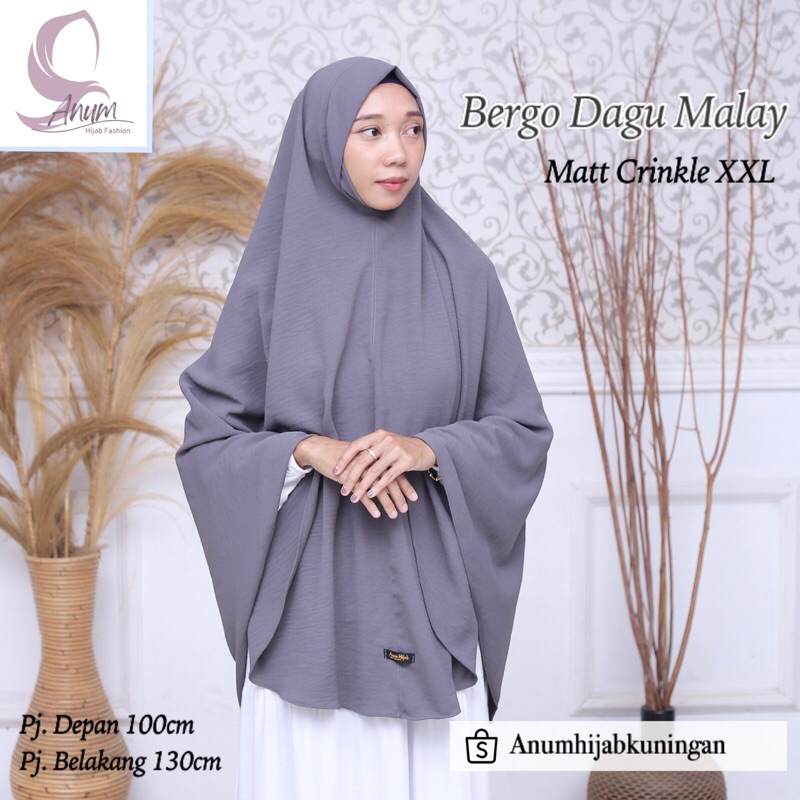 Jual Hijab Bergo Dagu Malaysia XXL Jilbab Crinkle Airflow Premium Anum | Shopee Indonesia