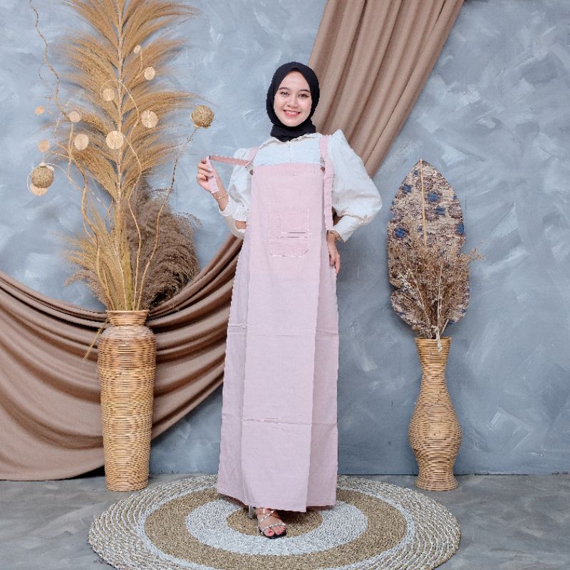 Jual RANAFA OVERALL ROK PANJANG//CINDY OVERALL DRESS JUMBO//JUMPSUIT ...