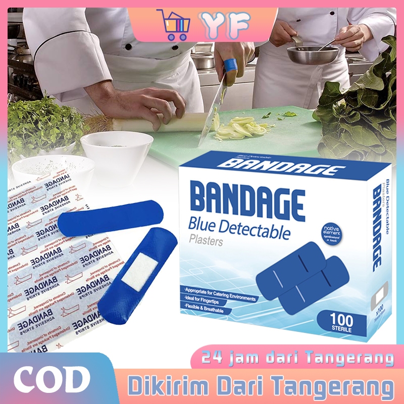 Jual 100Pcs Biru Plaster Luka Kecil Tahan Air Terdeteksi Logam / Band Aid Medis Untuk Koki Hotel ...