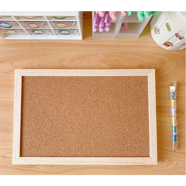 Jual 1 set Wooden cork board message pin board papan bulletin memo note ...