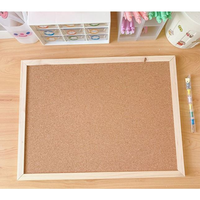Jual 1 set Wooden cork board message pin board papan bulletin memo note ...
