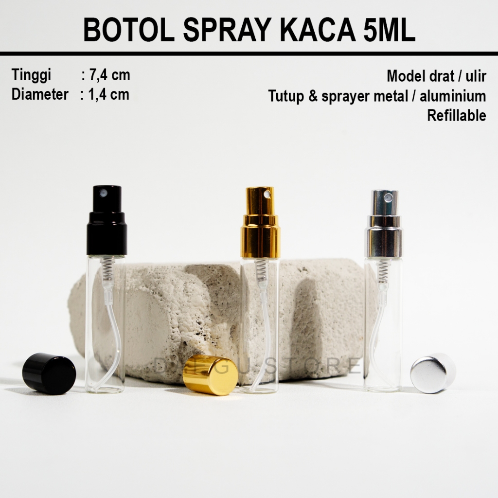 Jual Botol 5ml Spray Kaca - Sprayer & Tutup Metal / Aluminium untuk ...