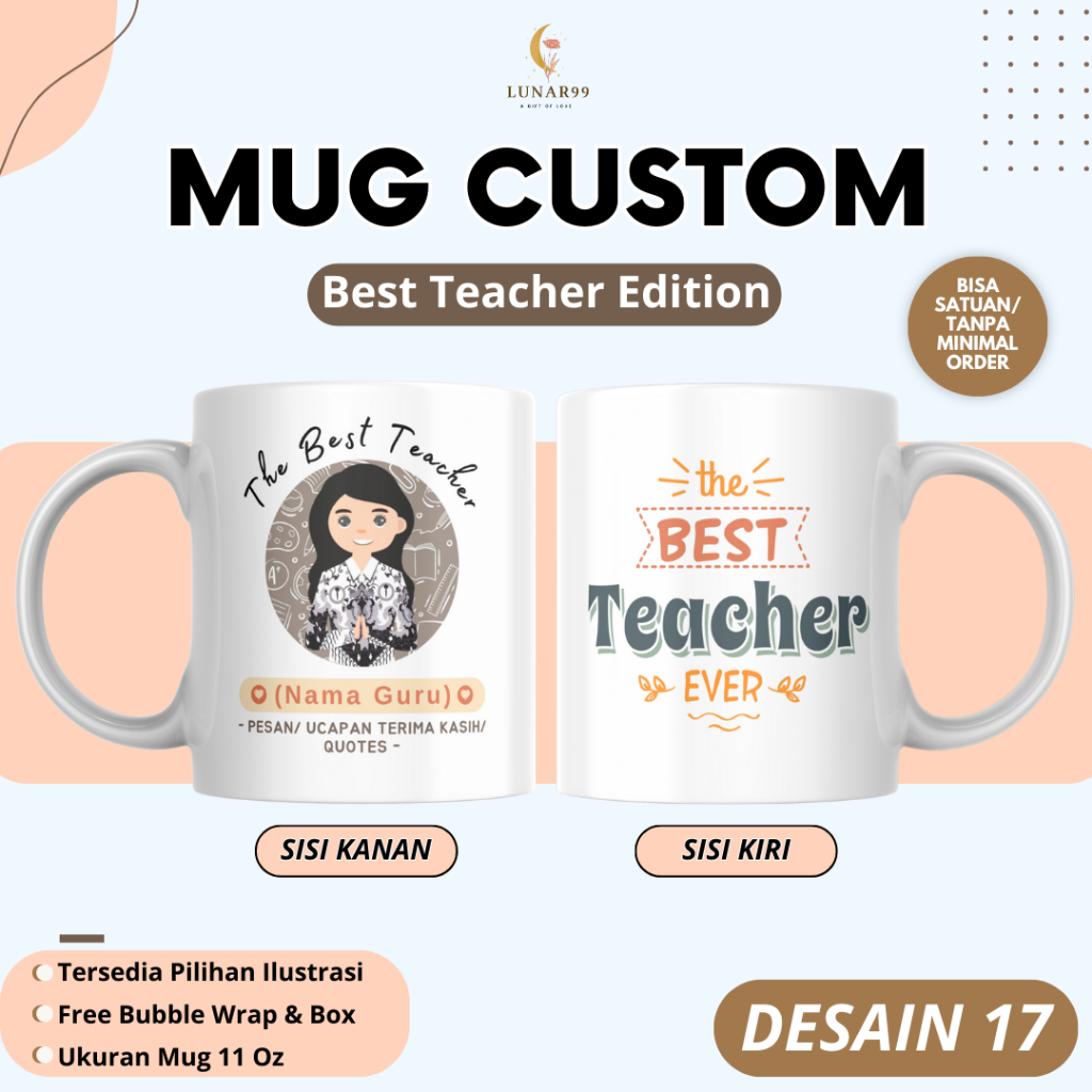 Jual MUG CUSTOM KADO UNTUK GURU/ MUG HADIAH GURU (FREE BOX & BUBBLE WRAP) | Shopee Indonesia