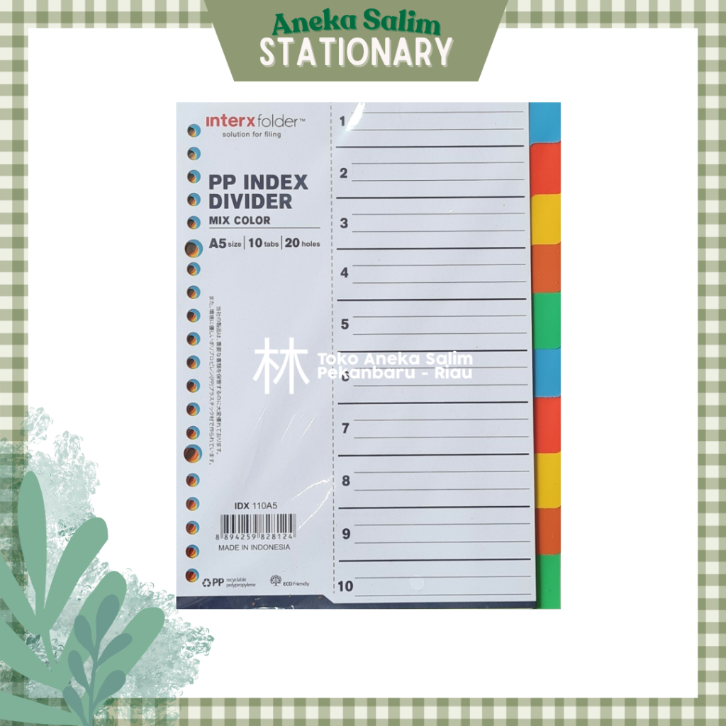 Jual Anekasalim - Index Binder / Pembatas Binder Inter-X A5 10 Warna ...