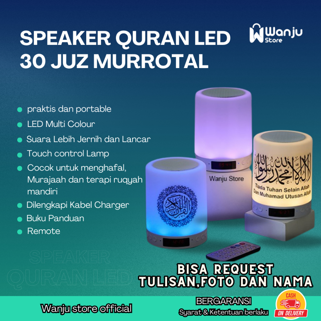 Jual Speaker Quran Lampu LED 30 Juz Murottal + Bluetooth + Chip Memory ...