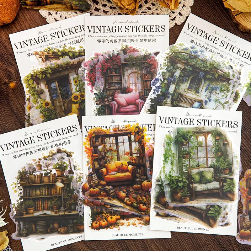 Jual (1BF) Sticker transparan PET motif perabot rumah vintage series ...