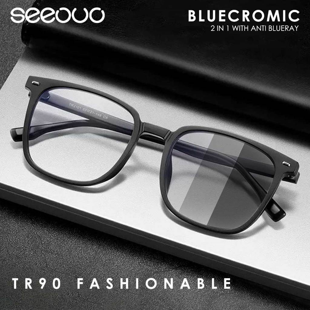 Jual Seeouo Kacamata Antiradiasi Blueray Photocromic Model Kotak Bahan Tr90 Fashion Pria Wanita ...