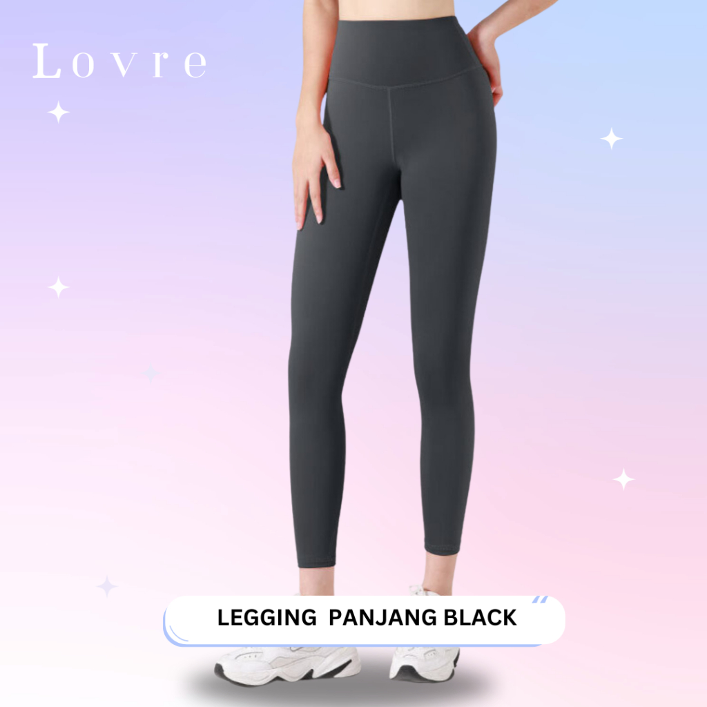 Jual • LOVRE • Legging Celana Olahraga Wanita High Quality Black/Hitam ...