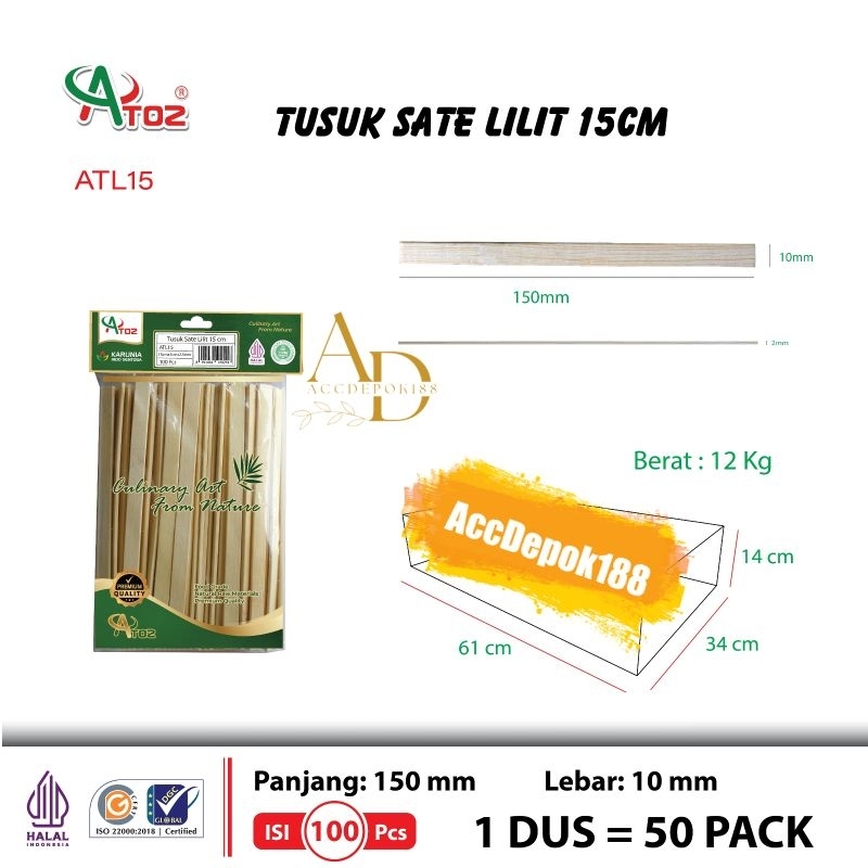 Jual ISI 100 PCS / TUSUK SATE LILIT / TUSUK SATE KAKI NAGA BAMBU HALUS ...