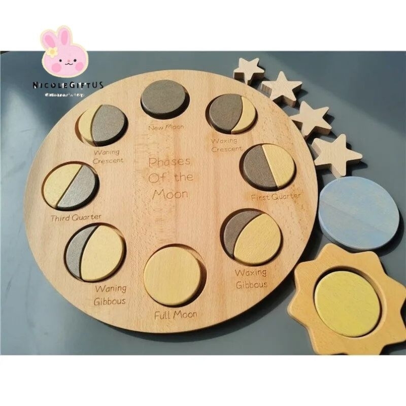 Jual Wooden Montessori Toys, Kids Science Wooden Toys, Phases of the ...