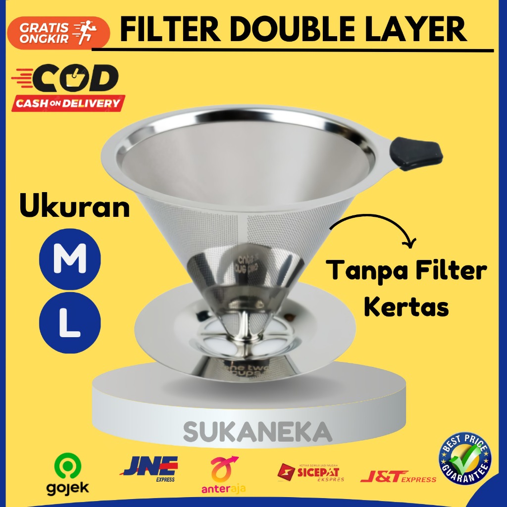 Jual One Two Cups Filter Coffee Penyaring Kopi Double Layer Mesh Mode ...