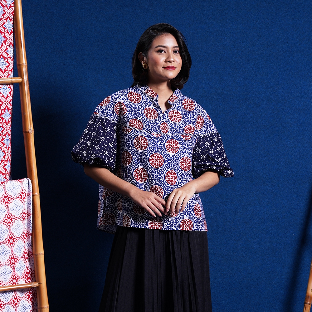 Jual NONA RARA -Longing Jlamprang T2606, Baju kerja blouse batik wanita ...