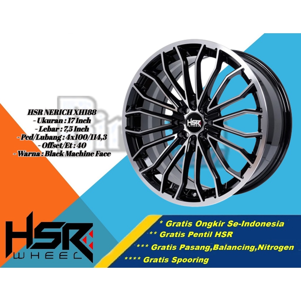Jual Velg Mobil Ring 17 HSR NERICH R17 Lebar 7,5 Pcd 4X100 4x114,3 ET40 | Birawa Jogja | Shopee ...