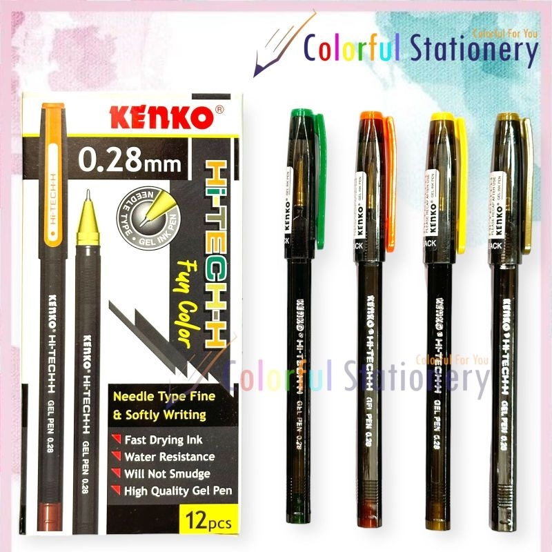 Jual Pulpen / Ballpoint / Pen Gell Hi Tech 0.28 KENKO (12 Pcs) | Shopee ...