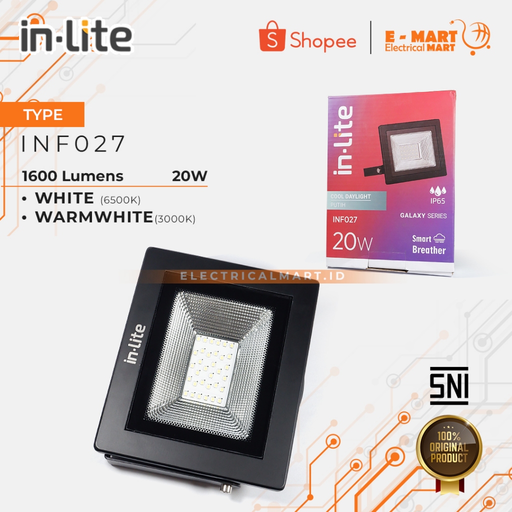Jual INLITE LAMPU SOROT TEMBAK 20W KAP FLOODLIGHT LED 20 WATT IP65 INF027 | Shopee Indonesia