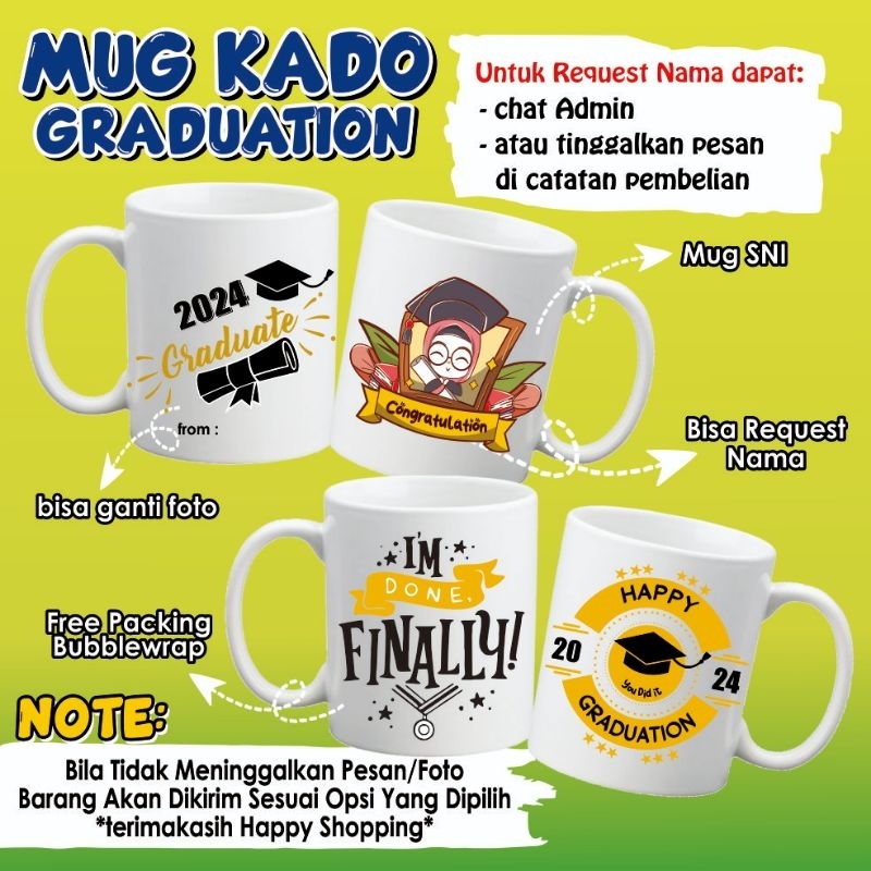 Jual MUG GRADUATION / KADO GELAS MUG WISUDA / HAPPY GRADUATION ...