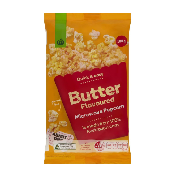 Jual Woolworths Microwave Popcorn Butter Flavoured 100g Australia ...