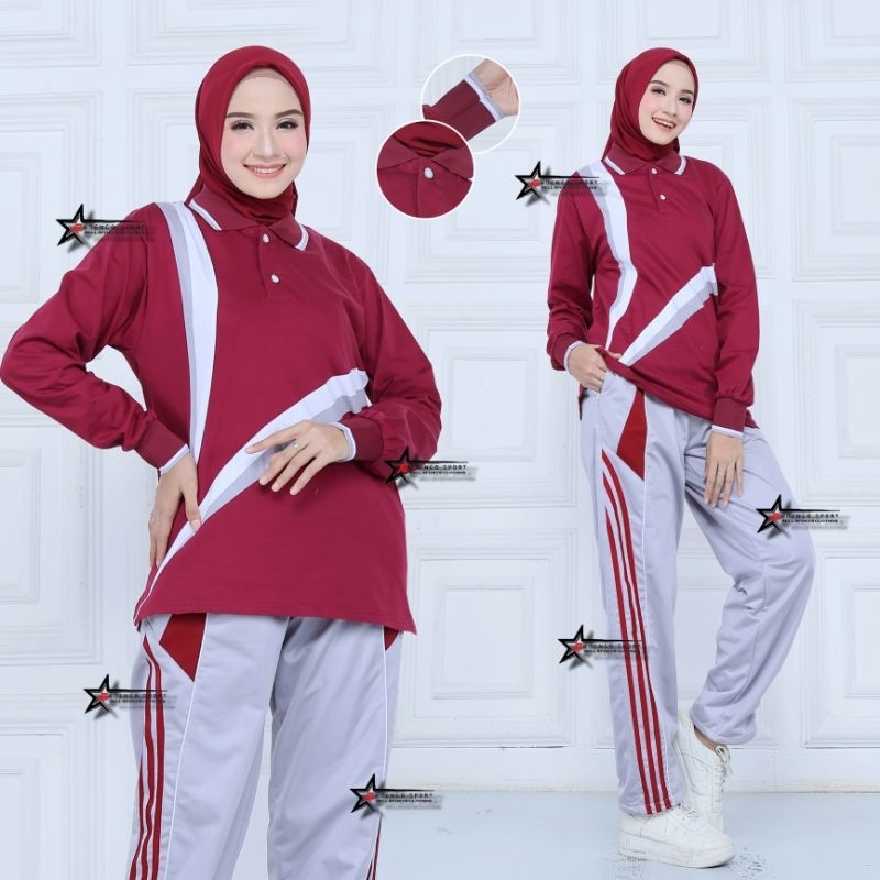 Jual Baju Olahraga Wanita One Set Lengan Panjang / Setelan Kaos ...