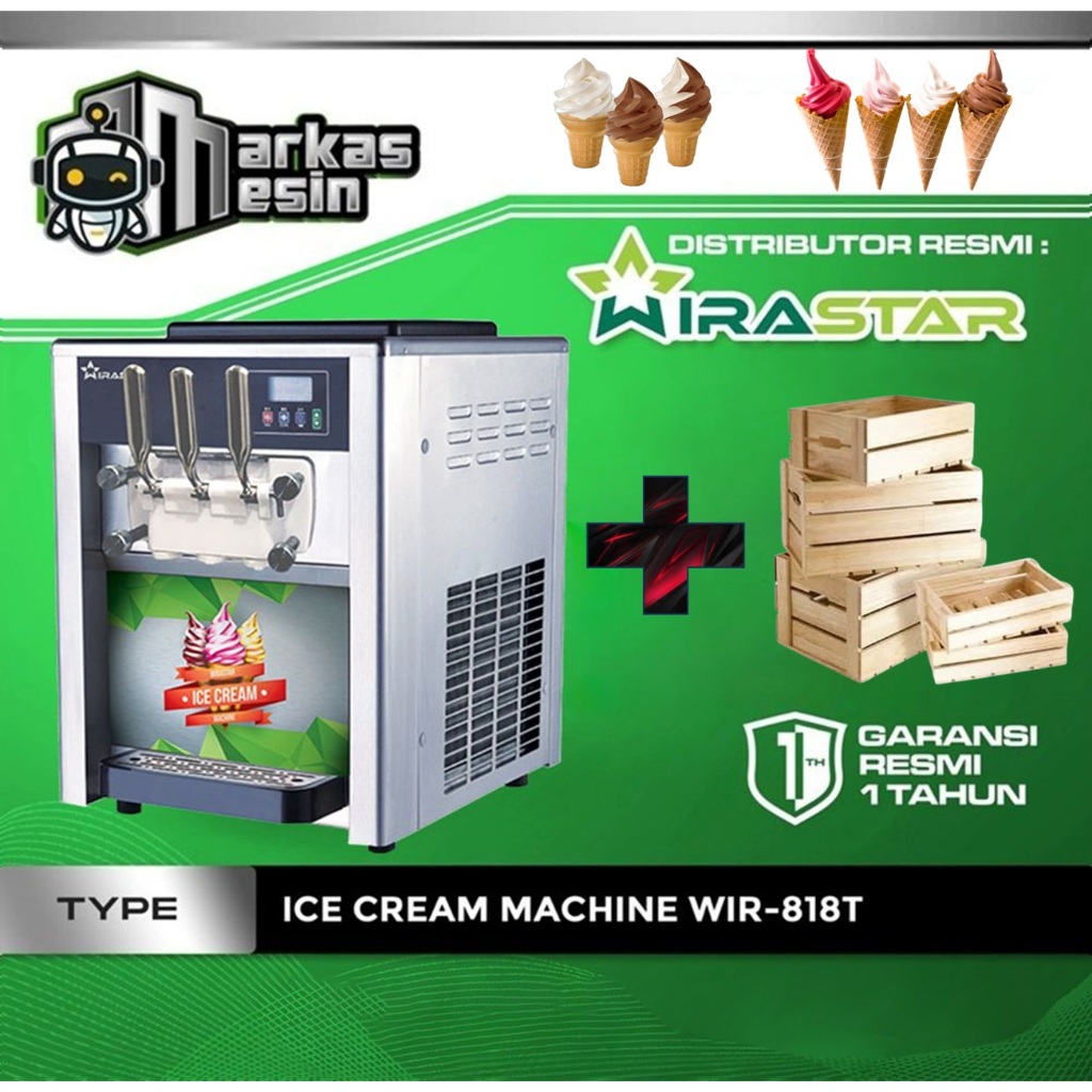 Jual Mesin Es Krim Soft Ice Cream Machine Es Cream WIR-818T WIRASTAR 3 Tuas Table Model | Shopee ...