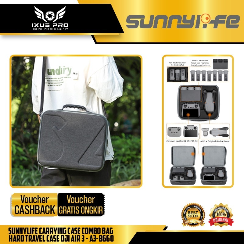 Jual Sunnylife Carrying Case Combo Bag Hard Travel Case DJI Air 3 ...