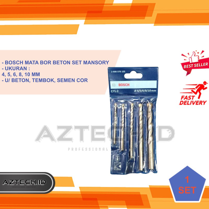 Jual Mata bor Beton Bosch set / matabor tembok isi 5 pcs | Shopee Indonesia