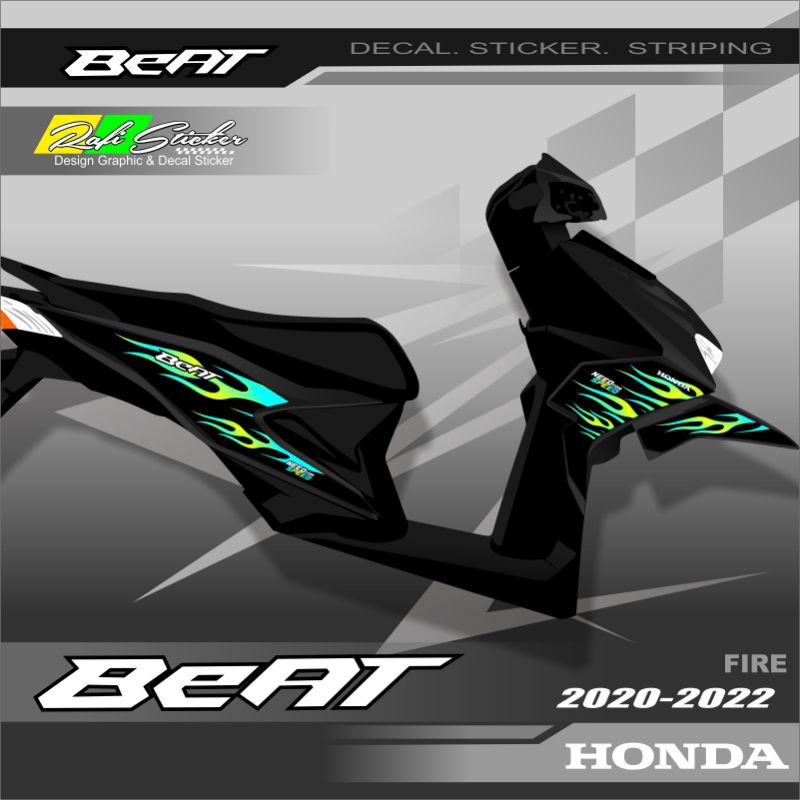 Jual Striping Beat Deluxe / Street New / Motif Api / Stiker Striping ...