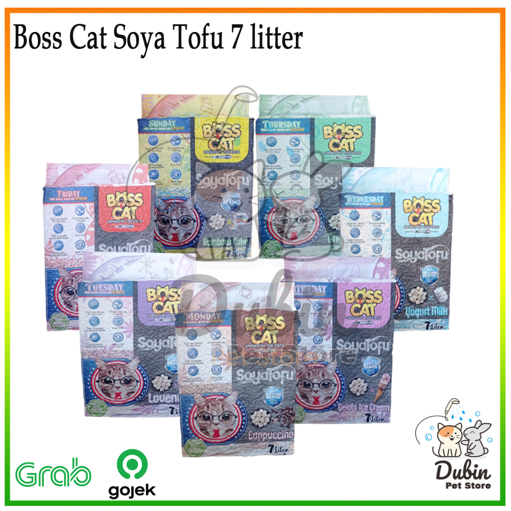 Jual Boss Cat Tofu/Soya 7 liter | Pasir kucing Bosscat Soya/tofu gumpal ...