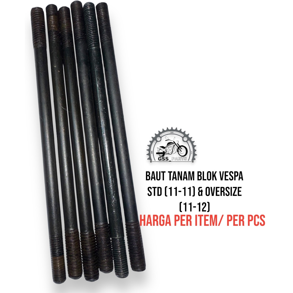 Jual BAUT TIANG BLOK VESPA CLASIC UKURAN STD (11-11) & OVERSIZE (11-12 ...