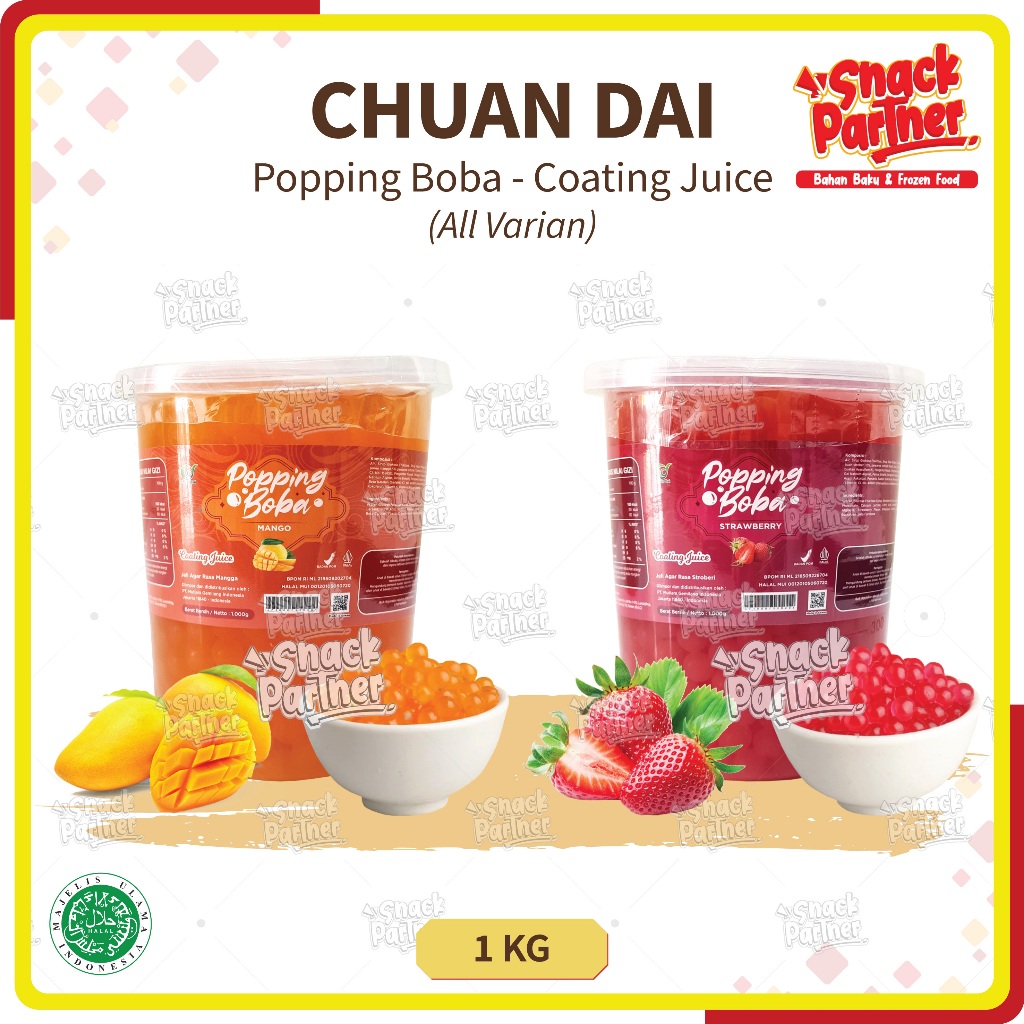 Jual POPPING BOBA PAIL 1 KG / Repack 200 GR - CHUAN DAI Topping Minuman ...