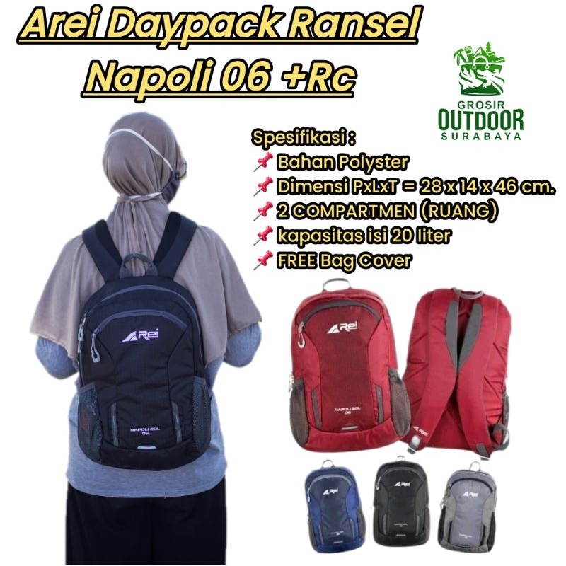 Jual Tas Arei Napoli 20L 06 sudah bonus raincover / Tas Arei 02 20L / Tas Daypack / Rei Ori ...