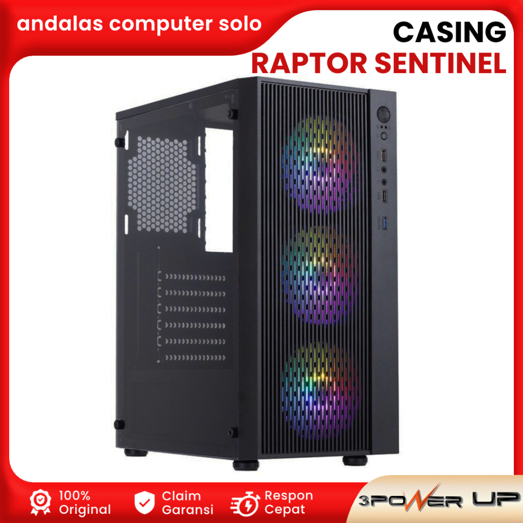 Jual Casing PC Power Up Raptor Sentinel Gaming Case Komputer | Shopee ...