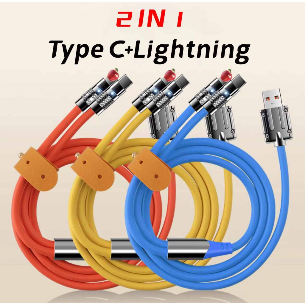 Jual KABEL DATA 120W 2 IN 1 FAST CHARGING KABEL DATA SILIKON 3IN1 1.2M MICRO TYPE-C IPHONE ...