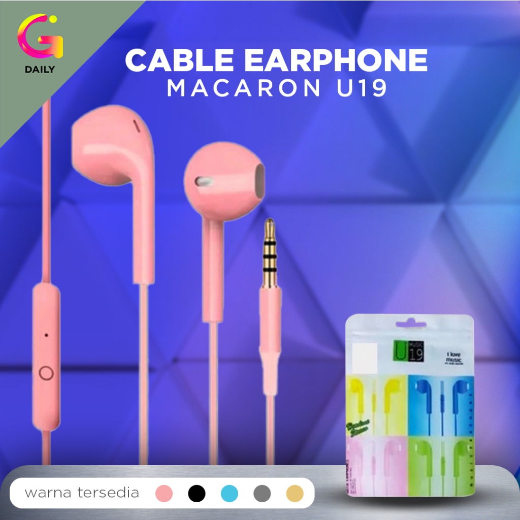 Jual Headset Stereo U19 Macaron Handsfree Extra Bass Earphone U 19 ...
