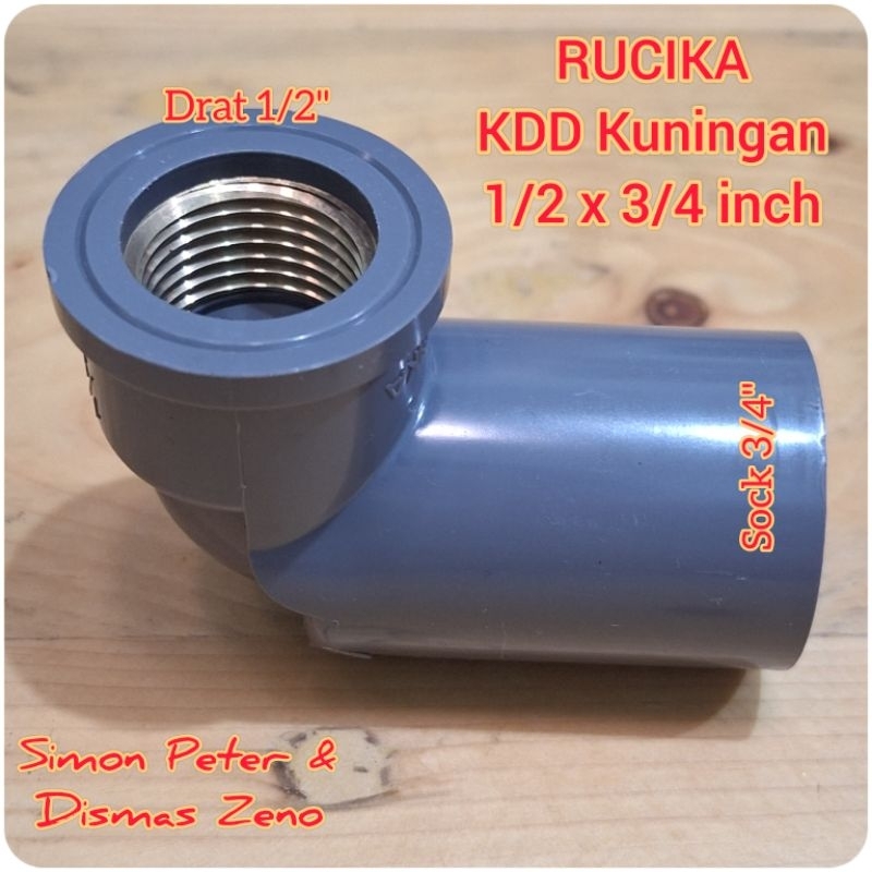 Jual Rucika KDD Drat Kuningan 1/2 x 3/4 inch Knee Drat Dalam Elbow Sambungan Pipa PVC utk Air ...