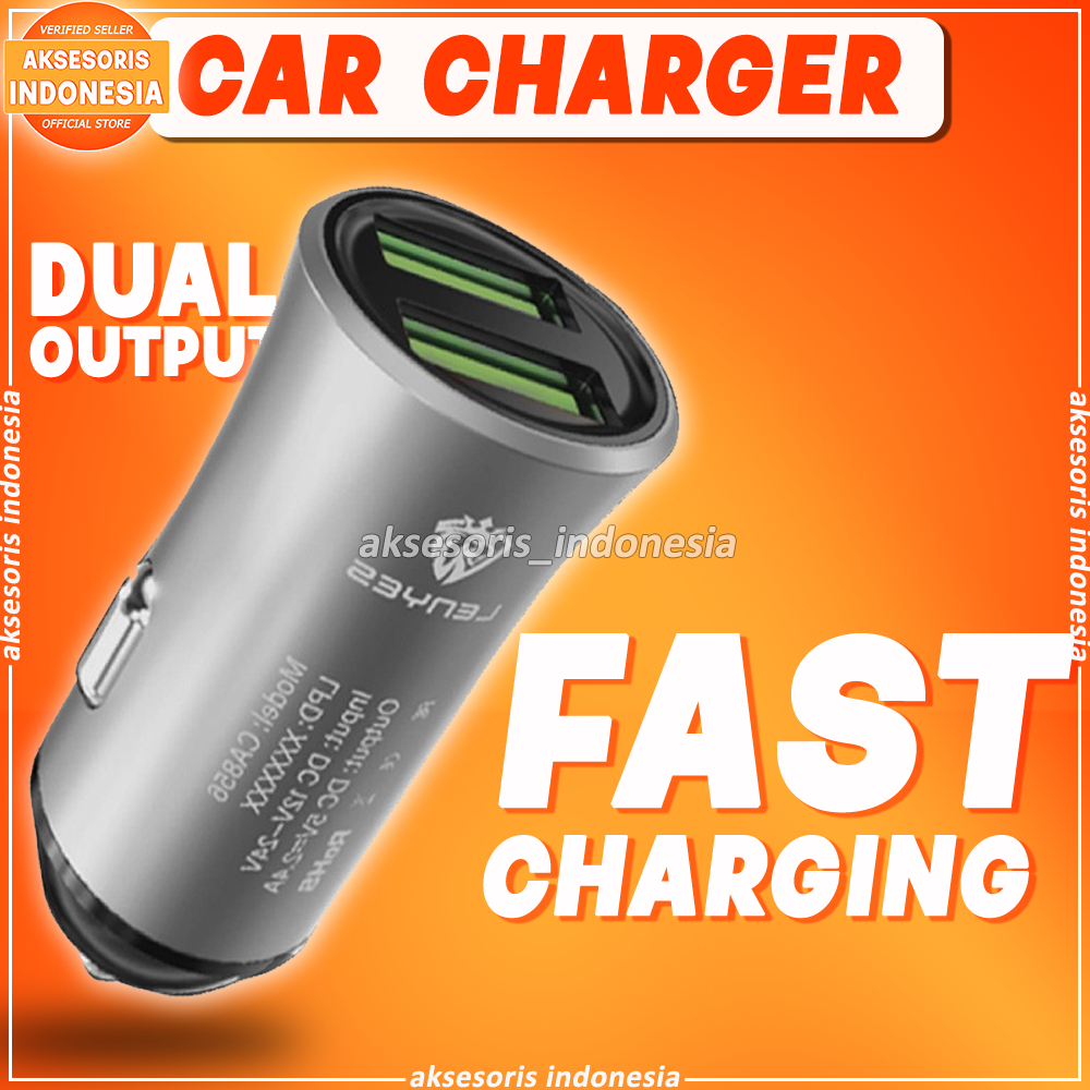 Jual Charger Hp Mobil Fast Charging Lighter Adaptor Cas Colokan Dual ...