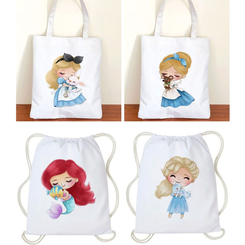 Jual TOTE BAG TAS SERUT PRINCESS DISNEY FANART CUTE LUCU AESTHETIC ...
