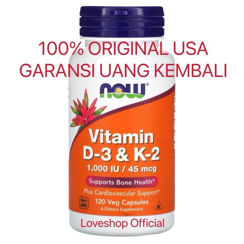 Jual NOW vitamin d3 k2 1000iu 45mcg 100% ORIGINAL USA vit d asli quatro formula zinc magnesium ...