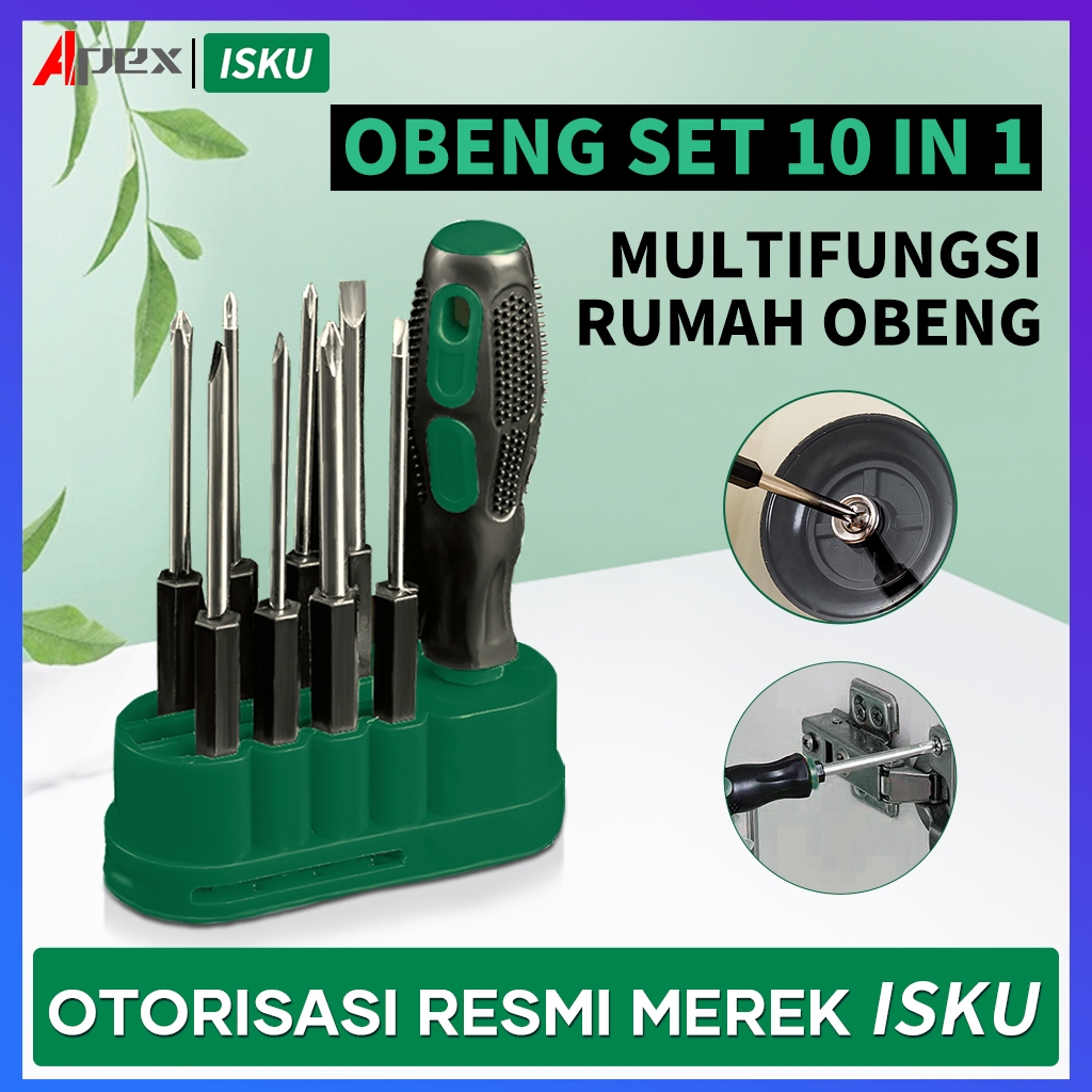 Jual ISKU 10 in 1 Obeng satu set komplit serbaguna isku ori murah magnet/obeng kembang/obeng hp ...