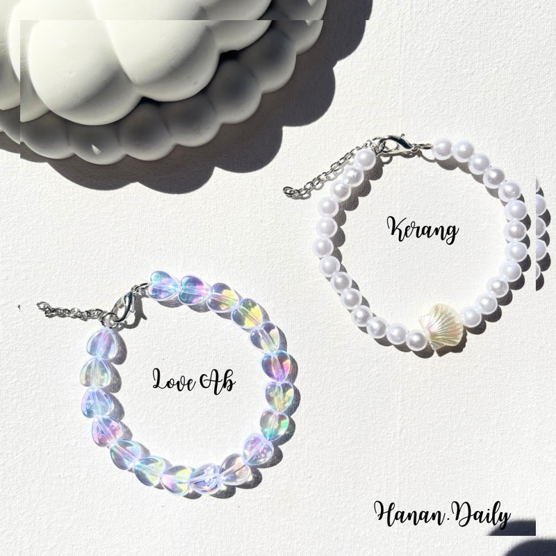Jual Gelang Manik Love Ab And Kerang | Gelang Kerang mutiara | Shopee ...