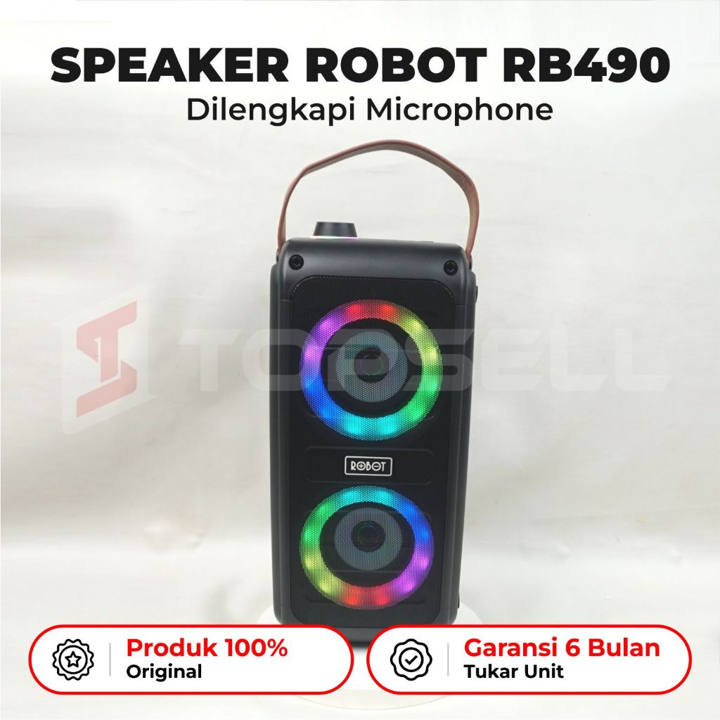 Jual Speaker Bluetooth Robot RB490 Speaker Karaoke with Microphone RGB ...