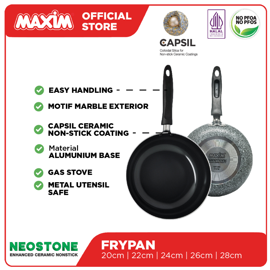 Jual MAXIM NEOSTONE FRY PAN 20/22/24/26/28CM | Shopee Indonesia