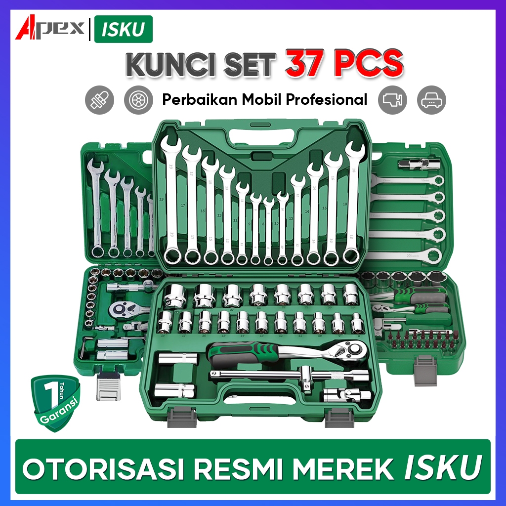Jual ISKU kunci shock 1 Set lengkap 37 61 82 pcs/kunci sok set lengkap tool box perkakas bengkel ...