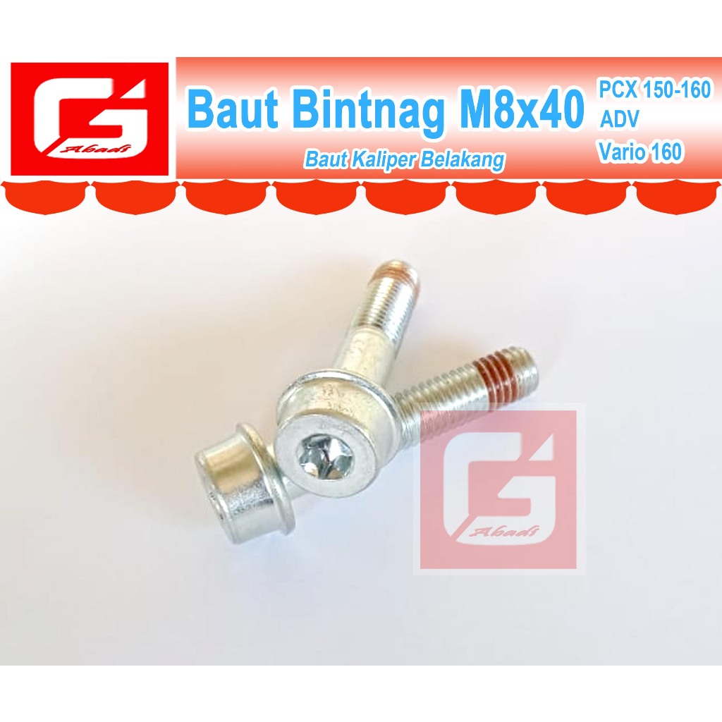 Jual 1 set ( 2pcs ) Baut Kaliper Belakang / Baut Bintang 8x40 Honda pcx 150-160 adv Vario 160 ...
