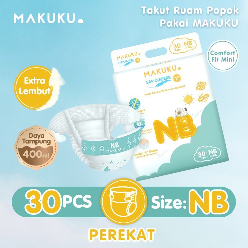 Jual MAKUKU SAP Diapers Comfort Fit Mini NB30 Popok Perekat Bayi ...