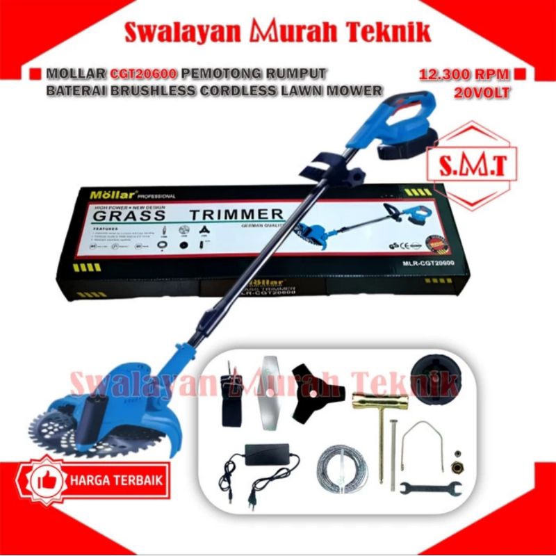 Jual MOLLAR CGT20600 Potong Rumput Baterai 20V BRUSHLESS Cordless Brush ...